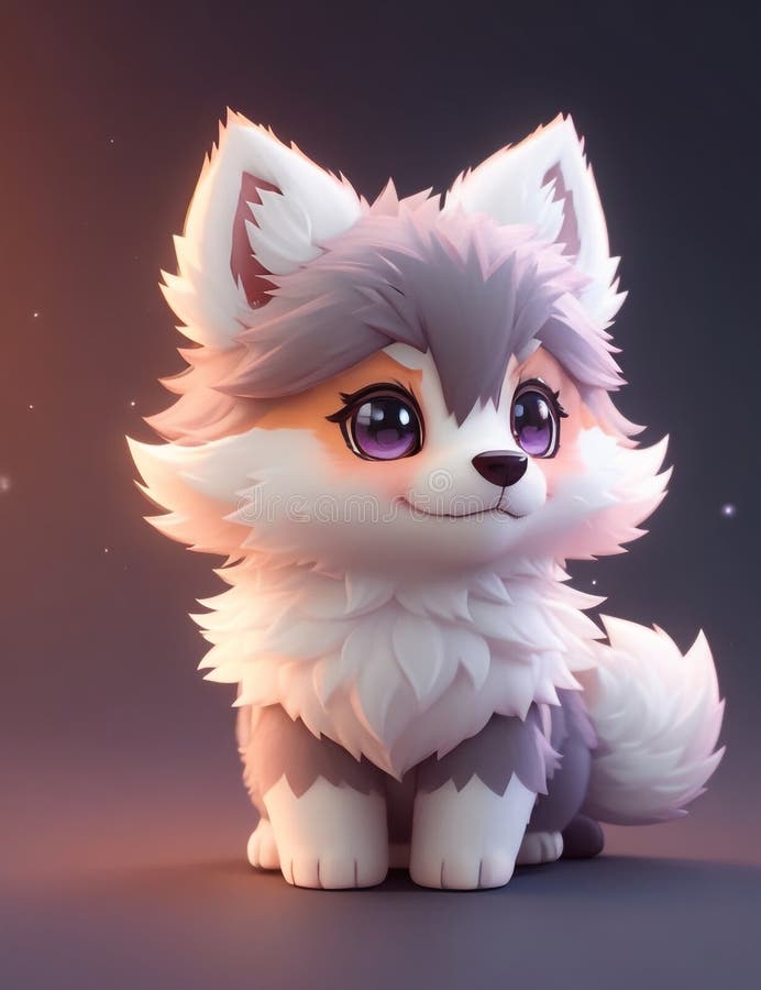 Cute Tiny Hyperrealistic Anime Wolf from Pokemon. Generative AI Stock ...