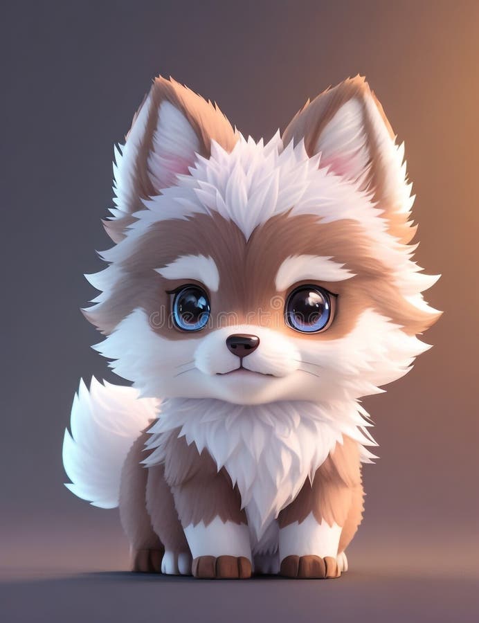 Cute Tiny Hyperrealistic Anime Wolf from Pokemon. Generative AI Stock ...