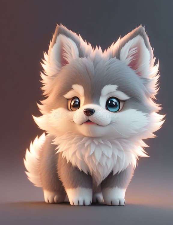 Cute Tiny Hyperrealistic Anime Wolf from Pokemon. Generative AI Stock ...
