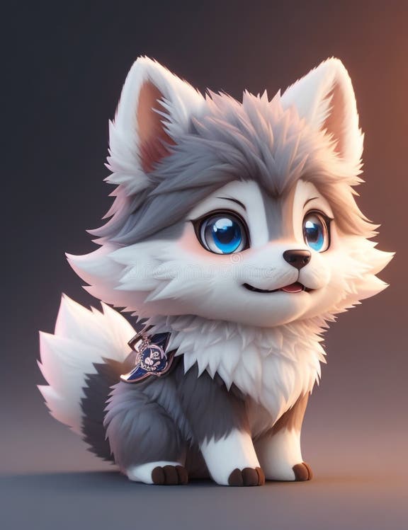 Cute Tiny Hyperrealistic Anime Wolf from Pokemon. Generative AI Stock ...