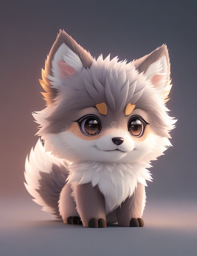 Cute Tiny Hyperrealistic Anime Wolf from Pokemon. Generative AI Stock ...