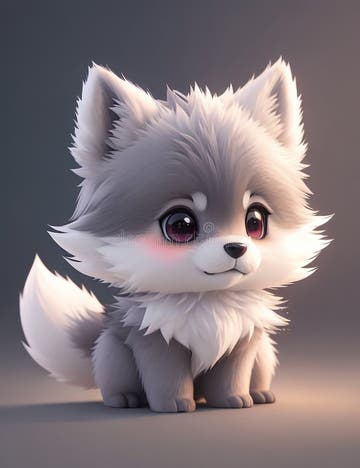 Cute Tiny Hyperrealistic Anime Wolf from Pokemon. Generative AI Stock ...