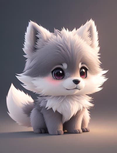 Cute Tiny Hyperrealistic Anime Wolf from Pokemon. Generative AI Stock ...