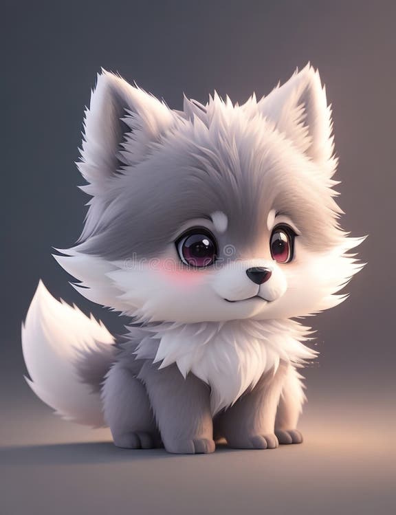 Cute Tiny Hyperrealistic Anime Wolf from Pokemon. Generative AI Stock ...