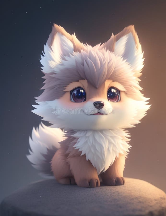 Cute Tiny Hyperrealistic Anime Wolf from Pokemon. Generative AI Stock ...