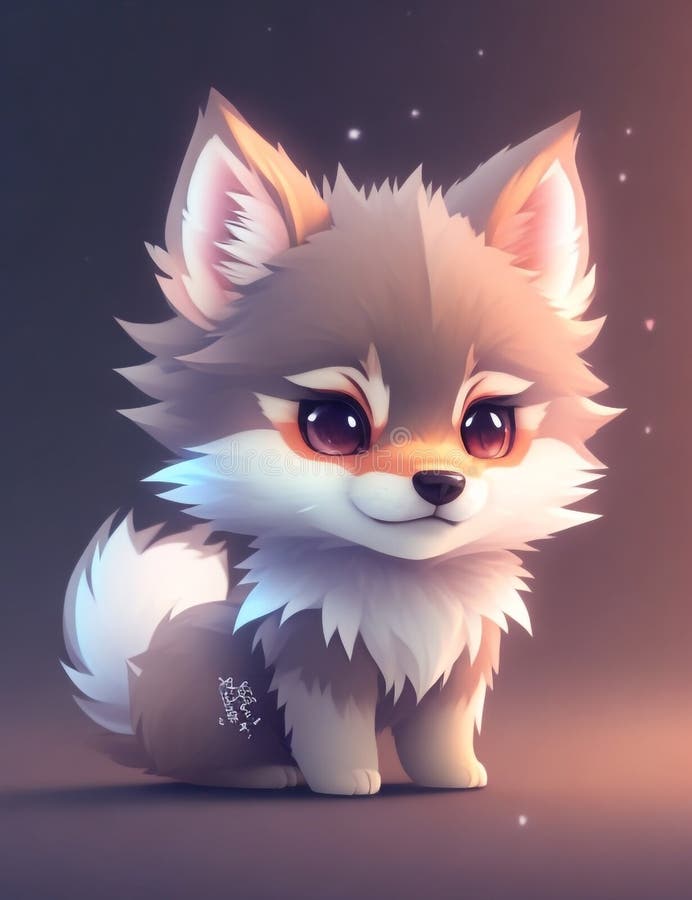 Cute Tiny Hyperrealistic Anime Wolf from Pokemon. Generative AI Stock ...
