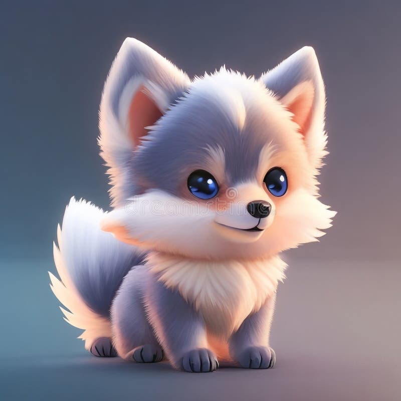 Cute Tiny Hyperrealistic Anime Wolf from Pokemon. Generative AI Stock ...