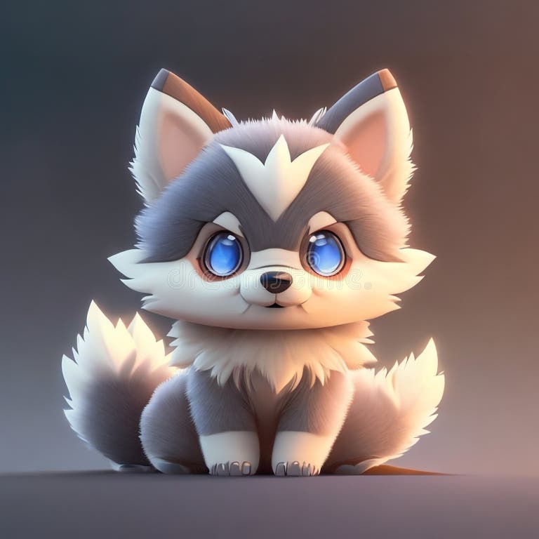 Cute Tiny Hyperrealistic Anime Wolf from Pokemon. Generative AI Stock ...