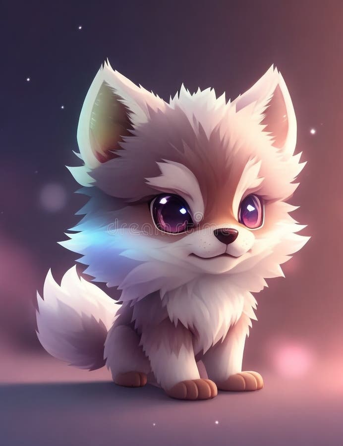 Cute Tiny Hyperrealistic Anime Wolf from Pokemon. Generative AI Stock ...
