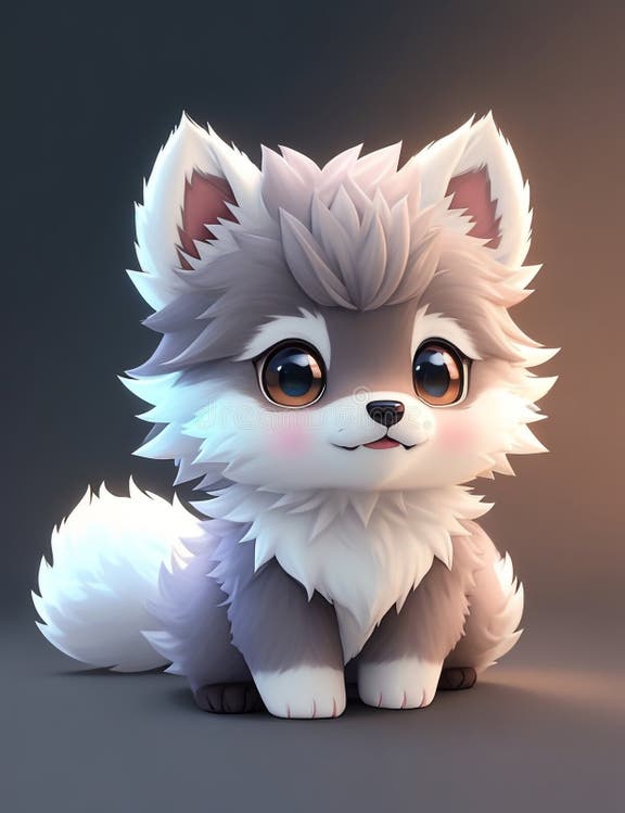 Cute Tiny Hyperrealistic Anime Wolf from Pokemon. Generative AI Stock ...