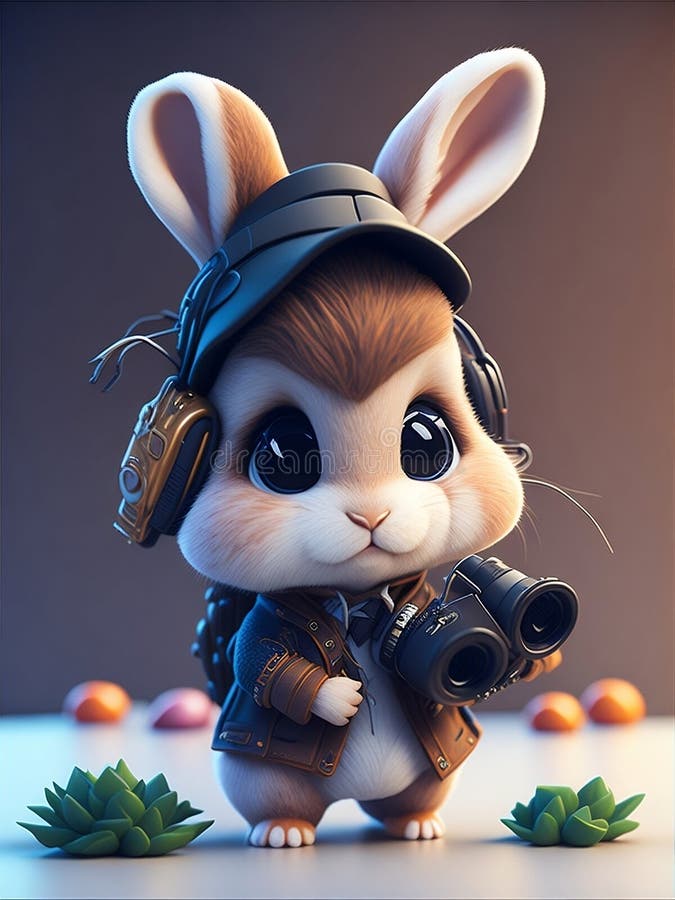 Cute Tiny Journalist Rabbit Anime Stock Illustration - Illustration of ...