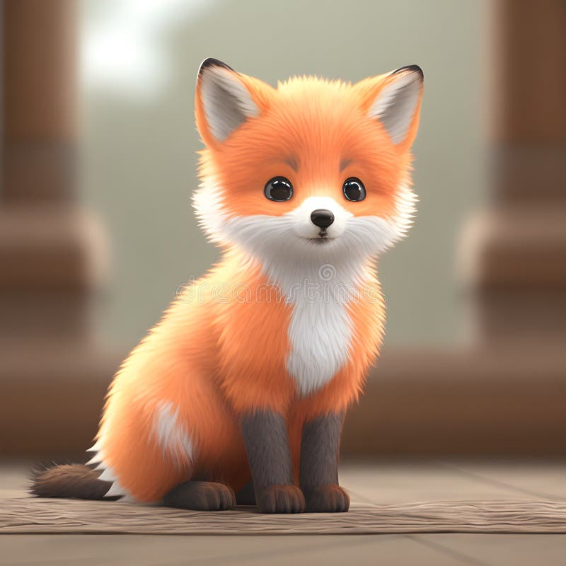 Cute Tiny Little Fox Cub , Generative AI Stock Illustration ...