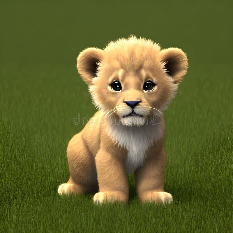 Cute Tiny Little Lion Cub , Generative AI Stock Illustration ...