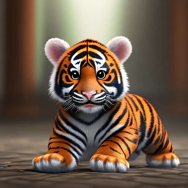 Cute Tiny Little Tiger Cub , Generative AI Stock Illustration - Illustration of young, baby ...