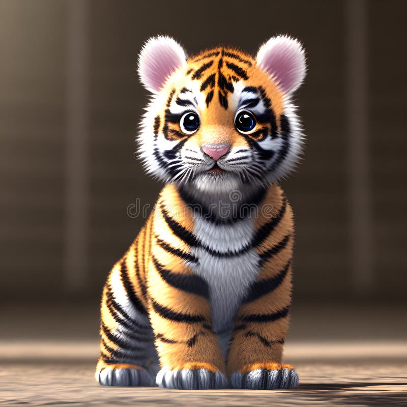 Cute Tiny Little Tiger Cub , Generative AI Stock Illustration ...