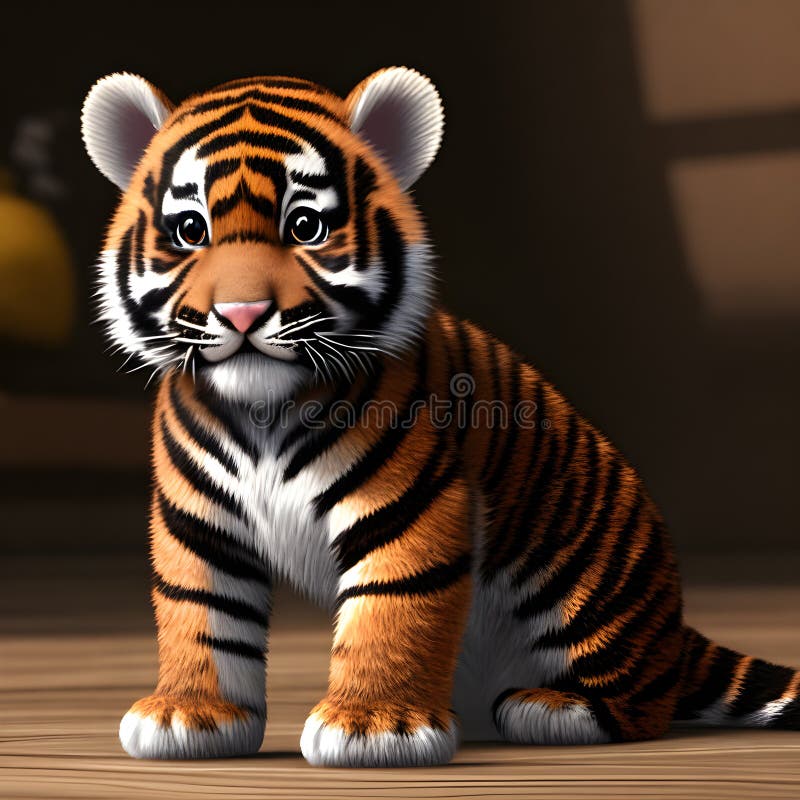 Cute Tiny Little Tiger Cub , Generative AI Stock Illustration ...