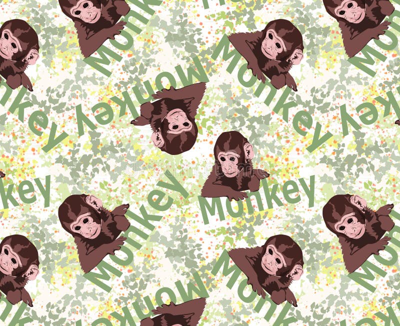 Cute Tiny Monkey and Textile Printing Variants, Gift Paper Printing ...