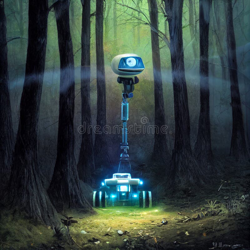 A tiny robot roaming alone stock illustration. Illustration of ...