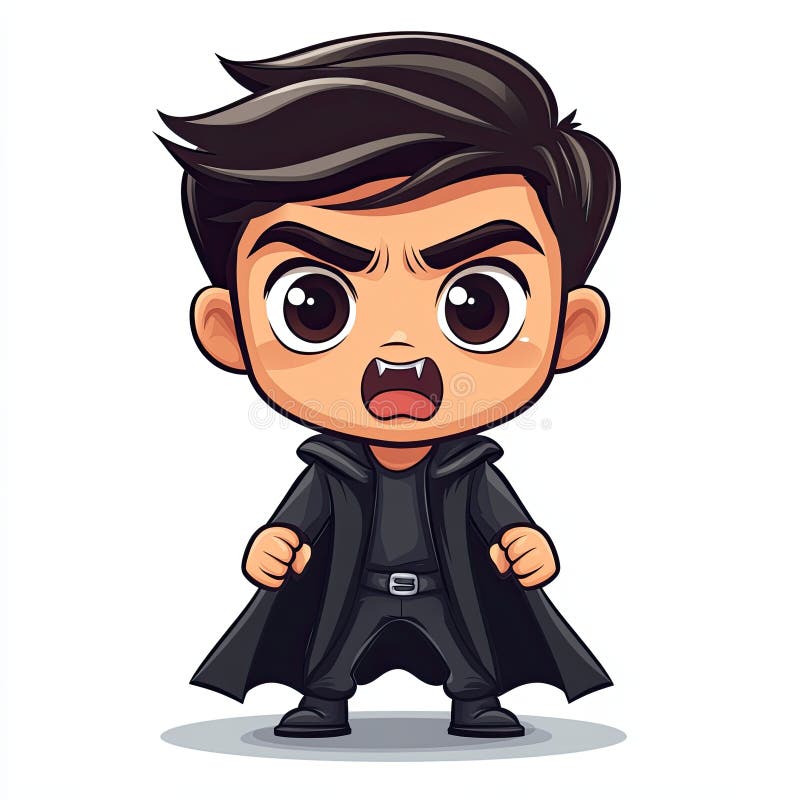 Cute Tiny Vampire Character with Playful Expression and Cape Stock ...