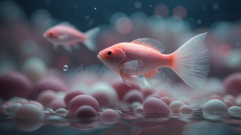 A Cute and Tiny White and Pink Color Fish in the Ocean. Stock ...