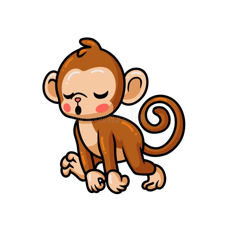 Cute Tired Baby Monkey Cartoon Stock Vector - Illustration of jungle ...