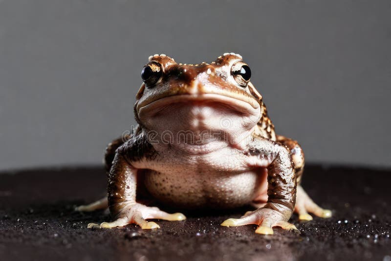 A Cute Toad on a Dark Table in the Studio Stock Illustration ...
