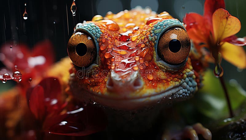 Cute Toad Looking Underwater, Wet, in Tropical Rainforest, Green Colors ...