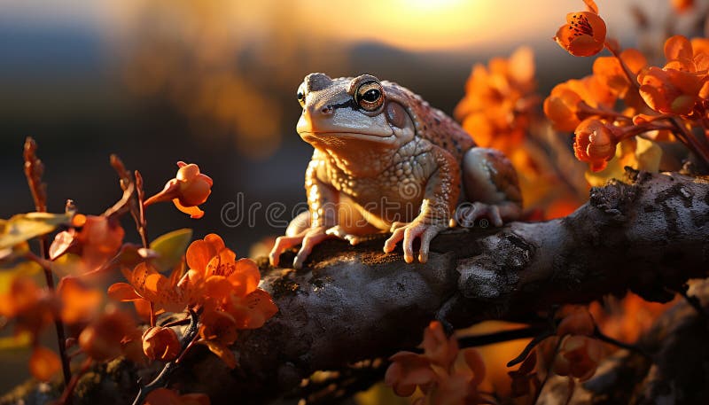Cute Toad Sitting on Branch, Looking at Nature Generated by AI Stock ...