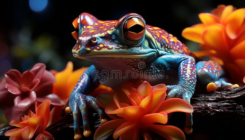 Cute Toad Sitting on a Flower in Tropical Rainforest Generated by AI ...