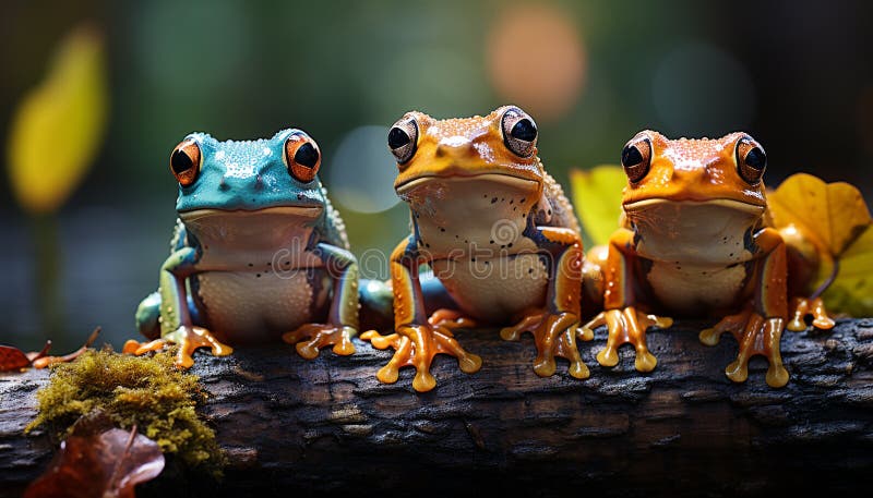 Cute Toad Sitting on Leaf, Looking at Camera Generated by AI Stock ...