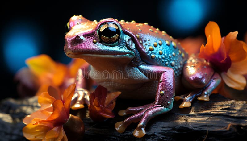 A Cute Toad Sitting on a Leaf, Looking at You Generated by AI Stock ...