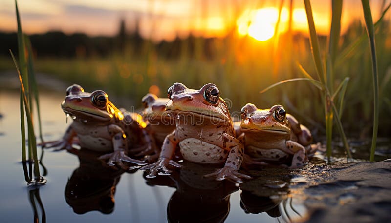 Cute Toad Sitting by Pond, Looking at Camera Generated by AI Stock ...
