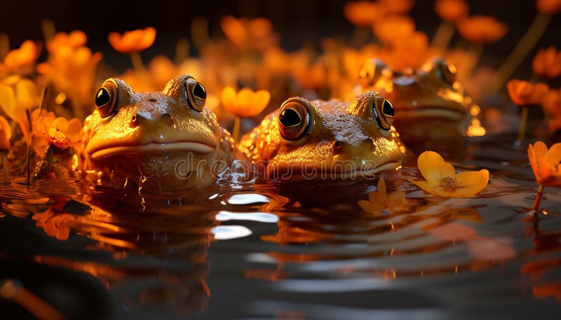 Cute Toad Sitting in Water, Looking at Camera Generated by AI Stock ...