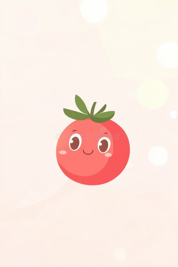 Cute Tomato Character with Smiling Face and Green Leaves. Stock Image ...