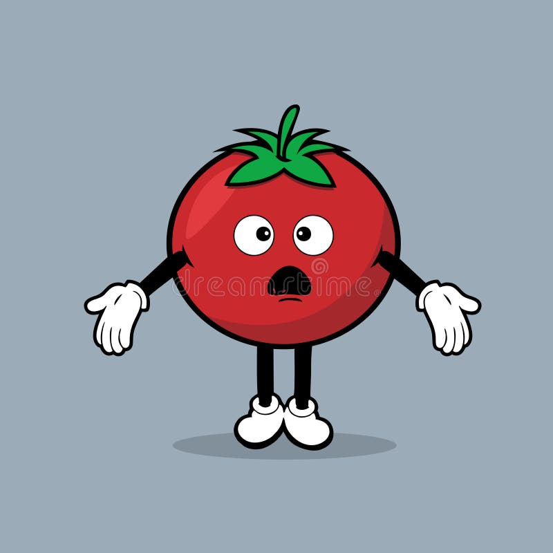 Cute Tomato Fruit Character with Confuse Expression Stock Vector ...