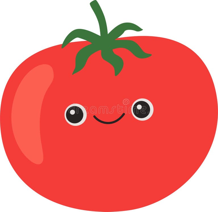 Cute Tomato with Smiling Face Stock Vector - Illustration of smile ...