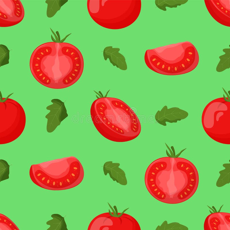 Cute Tomatoes Seamless Pattern. Flat Vector Illustration Stock Vector ...