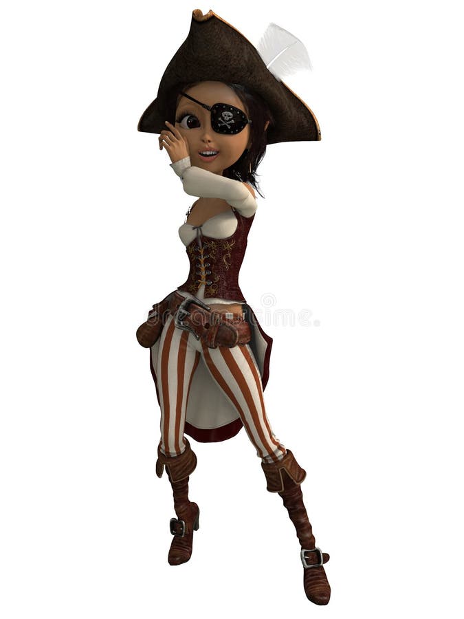 Cute toon pirate girl stock illustration. Illustration of caribbean ...