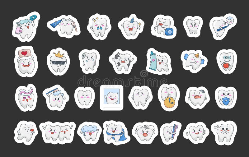 Cute Tooth Character. Sticker Bookmark Stock Vector - Illustration of ...