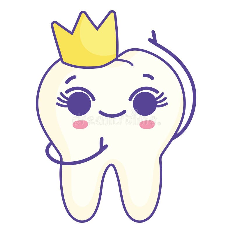 Cute tooth with crown stock vector. Illustration of care - 222287643