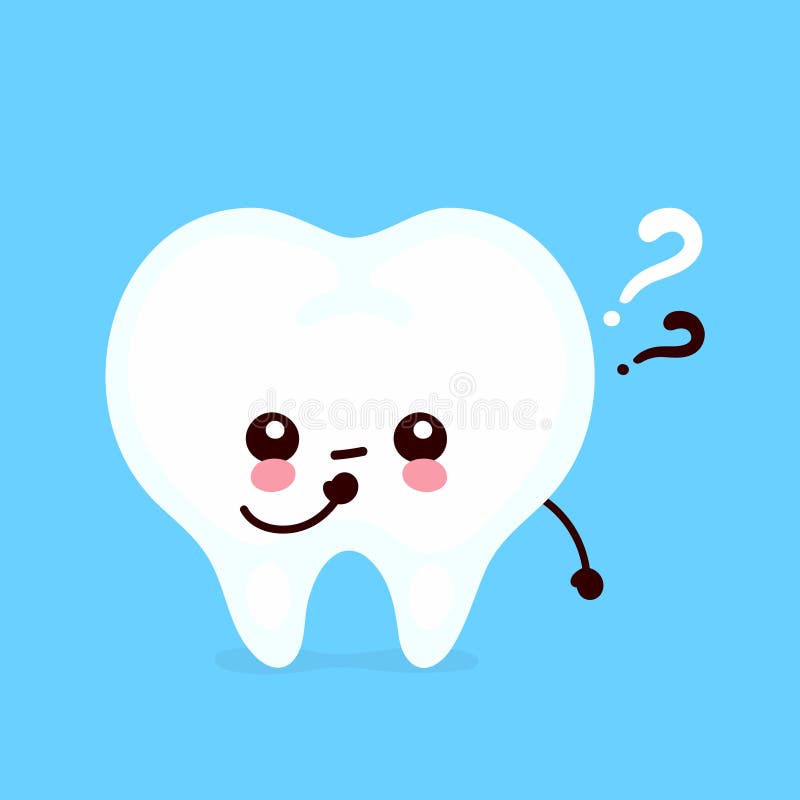 Cute Tooth with Question Mark Character Stock Vector - Illustration of ...