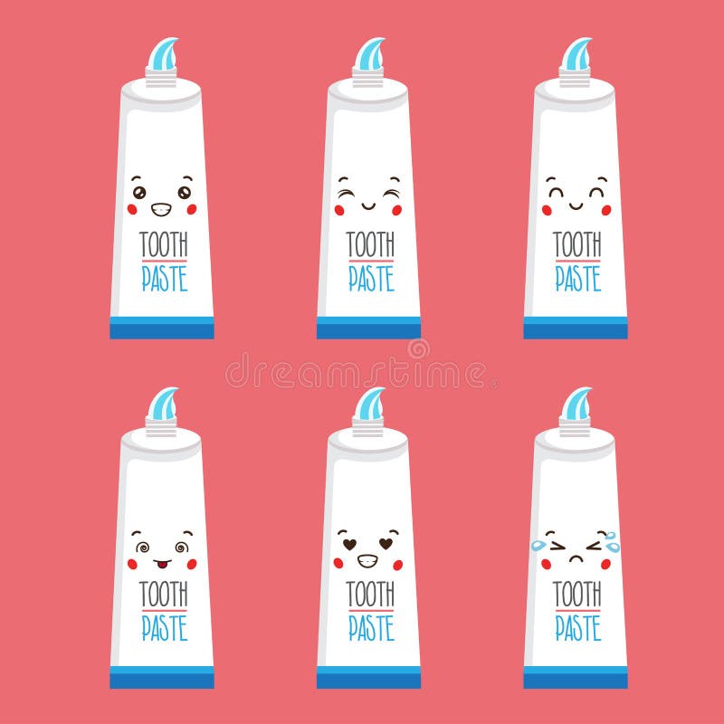 Cute Toothpaste with Various Expression Stock Vector - Illustration of ...