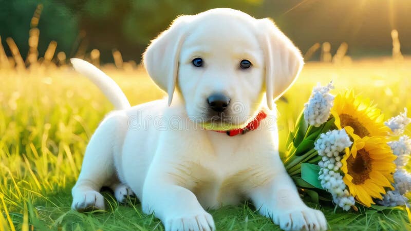 Cute Touching Puppy Asks for Forgiveness and Gives Flowers Stock Video ...