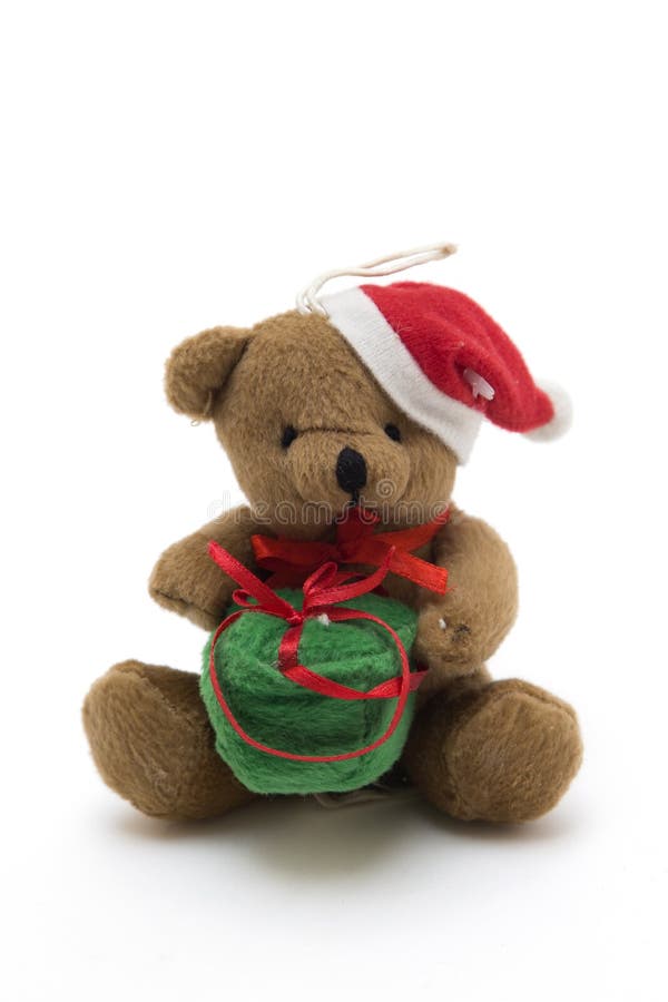 Cute Toy Bear with Christmas Gift Stock Photo - Image of white ...