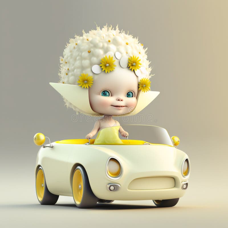Cute doll toy in the car stock illustration. Illustration of auto ...