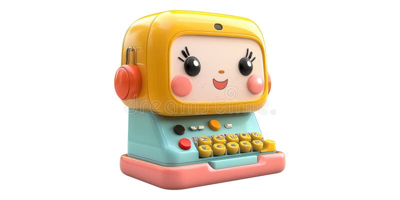 Cute Toy Computer with Playful Design Isolated on Transparent ...