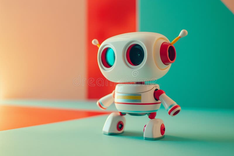 Cute Toy Robot on a Colorful Background Stock Illustration ...