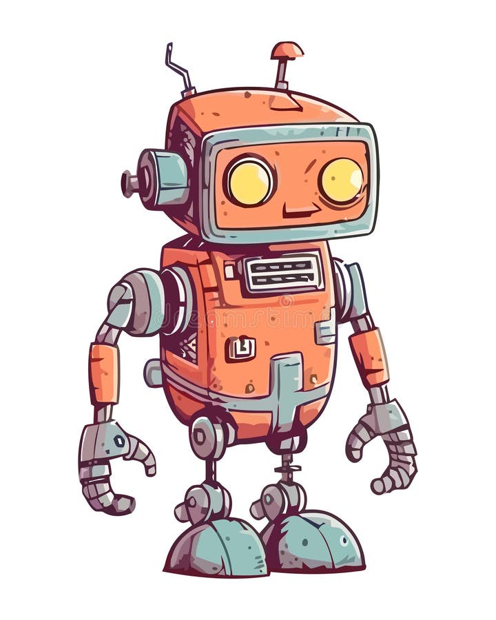 Cute toy robot standing stock vector. Illustration of cartoon - 277578000
