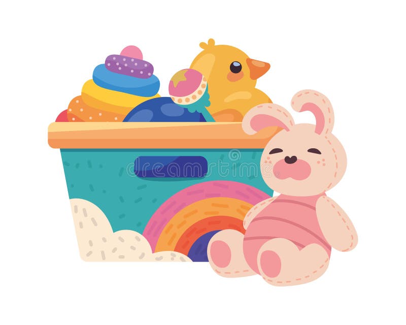 Cute toys in box stock vector. Illustration of cute - 249260391