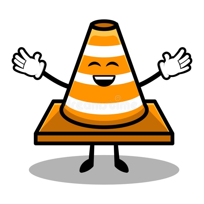 Cute Traffic Cone Cartoon Character Flat Design Stock Vector ...